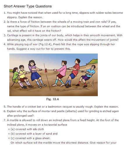 Important Questions For Class Science Chapter Friction