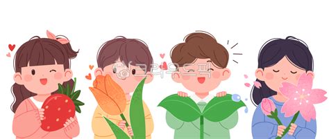 어린이 봄 유치원생 귀여운 캐릭터 사진 이미지 일러스트 캘리그라피 Woocat작가