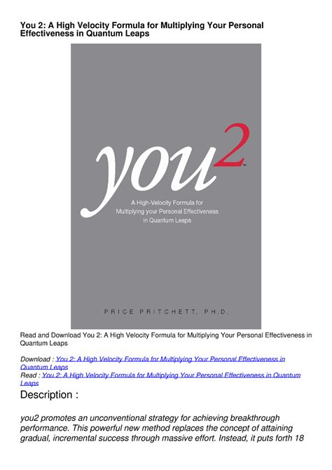 Download You 2 A High Velocity Formula For Multiplying Your Personal