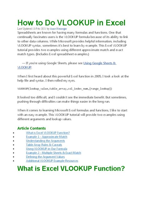 How To Do Vlookup In Excel Pdf Microsoft Excel Spreadsheet