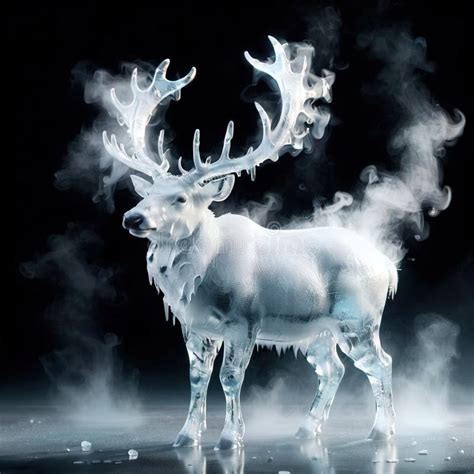 Reindeer Symbol Of Christmas Frozen And Cold Covered With Ice Stock