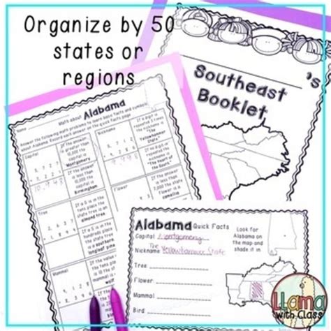 50 States Math Worksheets 3rd And 4th Grade Math Fluency With U S