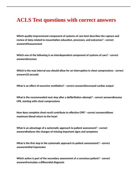 Acls Test Questions With Correct Answers Acls Stuvia Us