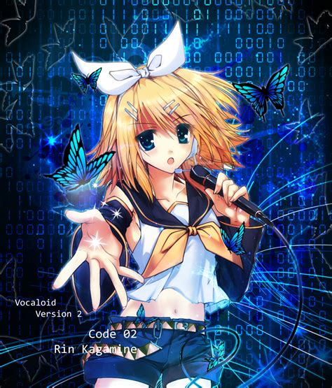 Roozaku Kagamine Rin Vocaloid Commentary Highres Girl Binary Blonde Hair Blue Butterfly