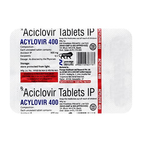 Acylovir 400mg Tablet Uses Price Side Effects Substitute