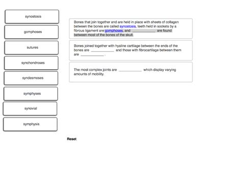 Solved Synostosis Bones That Join Together And Are Held In