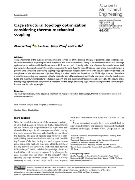 Pdf Cage Structural Topology Optimization Considering Thermo