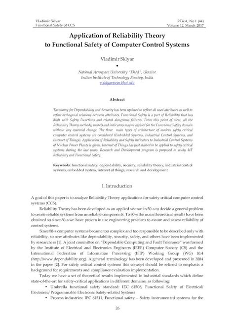Pdf Application Of Reliability Theory To Functional Safety Of