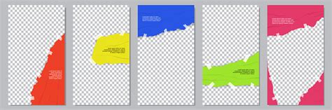 벡터 일러스트레이션 찢어진 종이 효과 스티커를 메모하십시오 다채로운 현대 배너 컬렉션 전단지 바우처 쿠폰 소셜 미디어 스토리 템플릿을위한 디자인 덜컹 거리는 플라스틱 랩