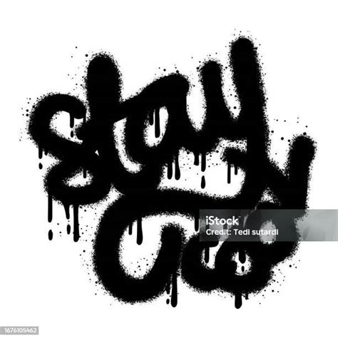 멋진 그래피티 스타일의 슬로건 텍스트 스프레이 페인트 그래피티 스텐실을 유지하십시오 개념에 대한 스톡 벡터 아트 및 기타 이미지