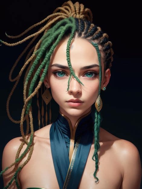 Premium Ai Image Girl With Braids And Blue Eyes
