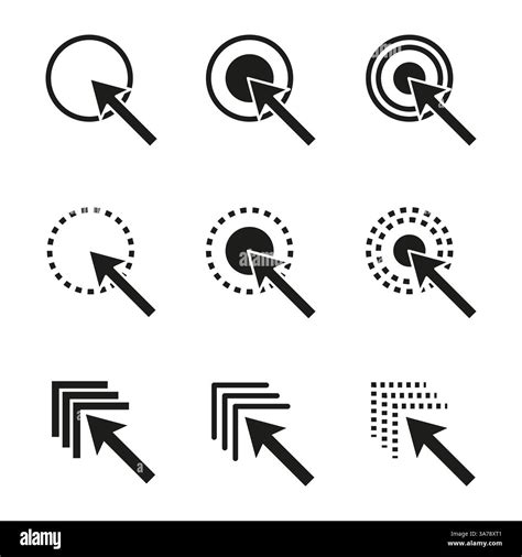 Cursor Click Icon Arrow Pointer Graphic Circular Selection Symbol Navigation Vector Stock