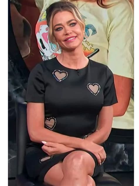 E News 2025 Denise Richards Black Heart Dress Heart Clyde Mini Dress