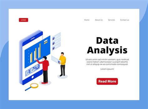 Premium Vector Isometric Landing Page Of Data Analysis