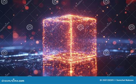 glowing holographic digital cube formation futuristic tech lab 3d