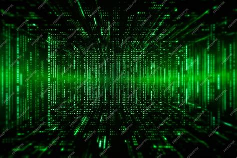 Premium Photo Dynamic Digital Data Stream Abstract Green Computer Background