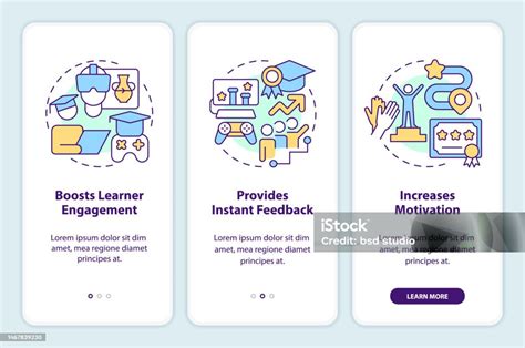 Gamification Benefits In E Learning Onboarding Mobile App Screen Stock