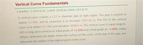 solved vertical curve fundamentals example 4 vertical curve