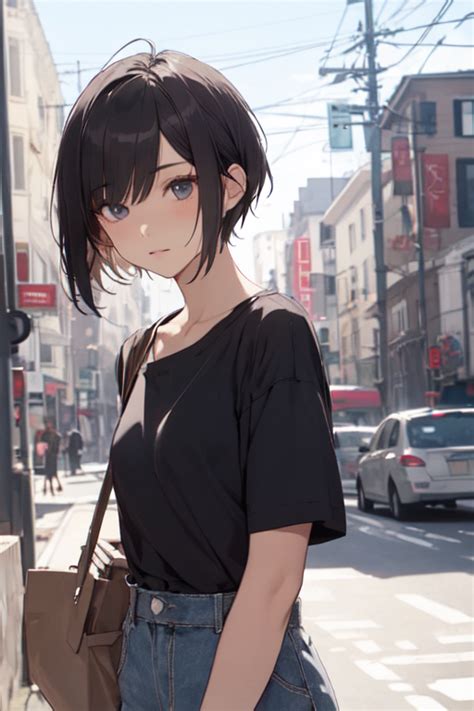 Casual Short Hair Anime Girl｜ai Art Model Pixai