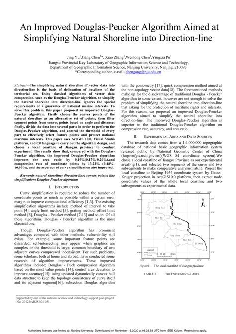 Pdf An Improved Douglas Peucker Algorithm Aimed At Simplifying
