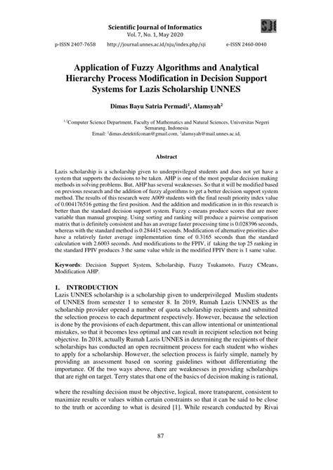 pdf application of fuzzy algorithms and analytical hierarchy process