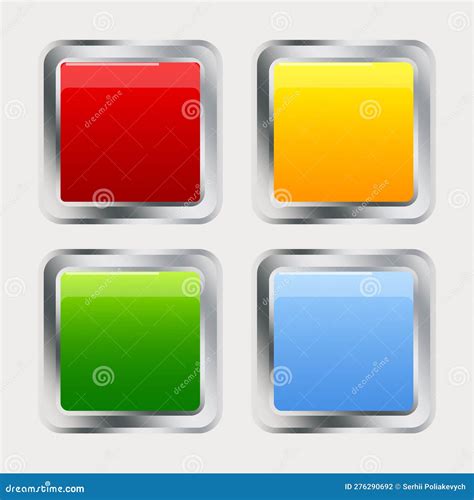 Square Colored Three Dimensional Buttons Volumetric Square Buttons