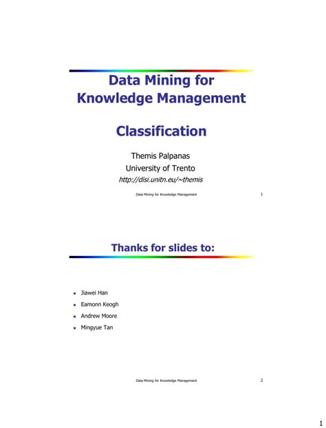 [pdf] Classification Themis Palpanas University Of Trento Pdf