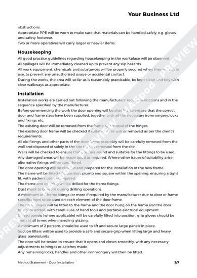 Door Installation Method Statement Template Haspod Door Installation Method Statement Template Haspod