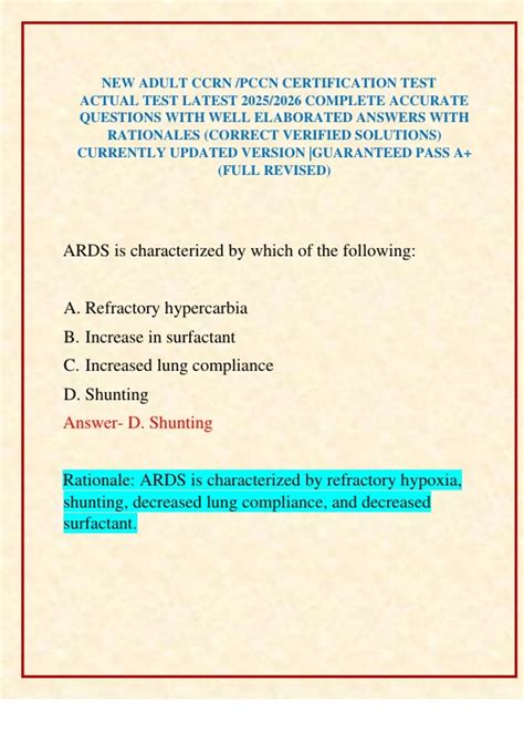 New Adult Ccrn Pccn Certification Test Actual Test Latest 2025 2026