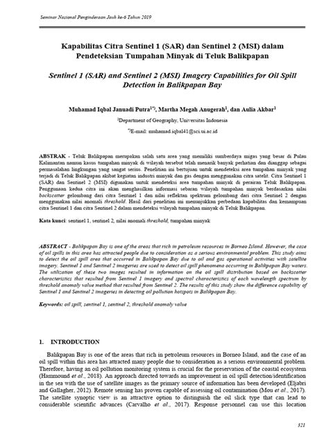38 Sentinel 1 And Sentinel 2 Imagery Capability For Oil Spill Detection In Balikpapan Bay Pdf