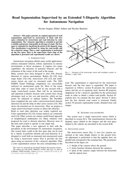 Pdf Road Segmentation Supervised By An Extended V Disparity Algorithm