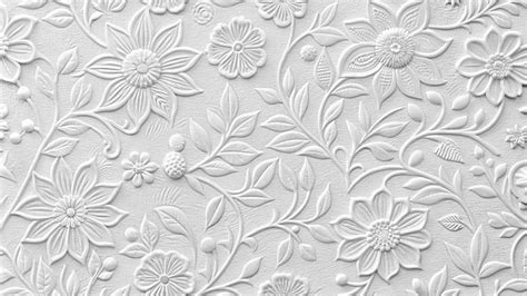 Floral Emboss Pattern On White Paper Texture Premium Ai Generated Image