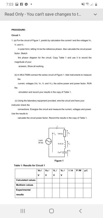 LABORATORY EXERCISE 1 SINGLE PHASE AC CIRCUITS Chegg Com
