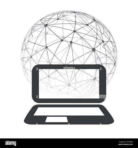 abstract cloud computing and global network connections concept design with globe laptop