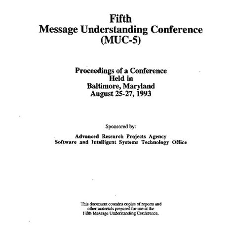 Fifth Message Understanding Conference Muc 5 Proceedings Of A