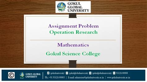 Assignment Problem Operation Research Mathematics Gsc Youtube