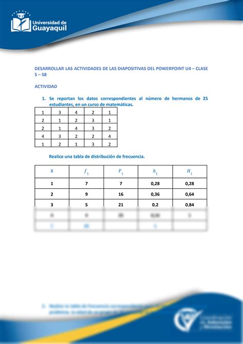 SOLUTION: Tablas de frecuencia - Ejercicios - Studypool