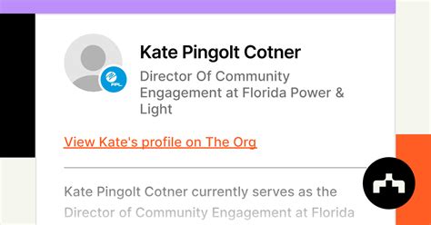 Kate Pingolt Cotner Director Of Community Engagement At Florida Power