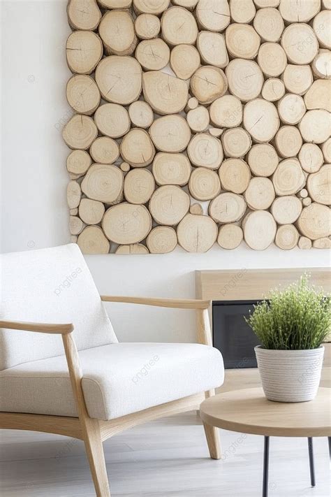 목재 통나무 인쇄가 있는 흰색 벽 현대적인 거실 인테리어 디자인 배경 배경 화면 및 일러스트 무료 다운로드 Pngtree