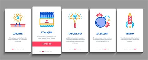 firework pyrotechnic onboarding elements icons set vector 17348823