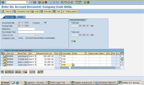 FB50 : Post Expenditure using Cost Center – SAP FICO