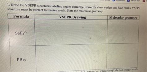 solved utano 1 draw the vsepr structures labeling angles