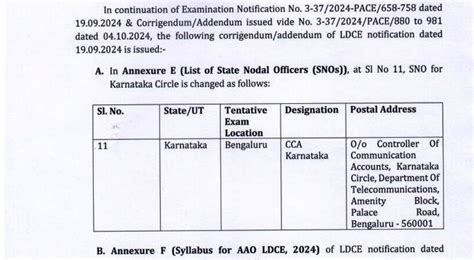 Aao Ldce Syllabus 2024 Corrigendum Amendment