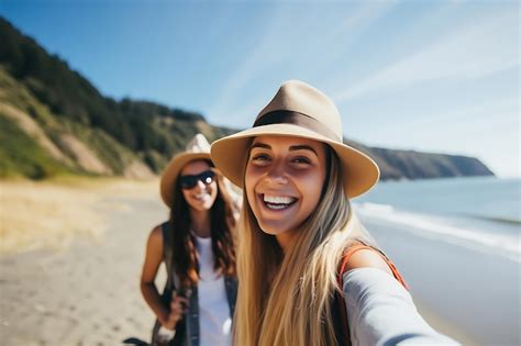 Premium Photo Group Selfies At The Beach