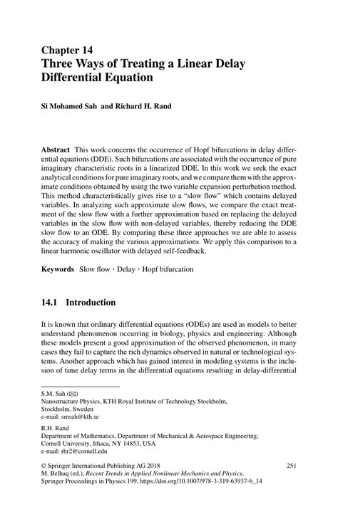 PDF Three Ways Of Treating A Linear Delay Differential Equation