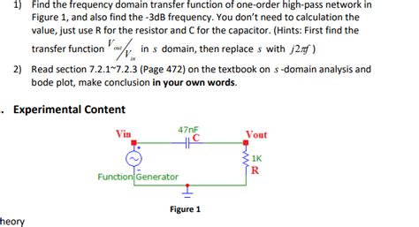 Solved 1 Find The Frequency Domain Transfer Function Of
