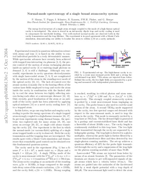 Pdf Normal Mode Spectroscopy Of A Single Bound Atom Cavity System