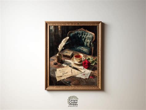 Nostalgic Vintage Writing Desk Still Life Romantic Printable Wall Art