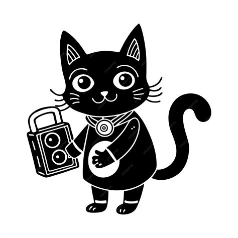 Premium Vector Black Cat With Headphones Svg