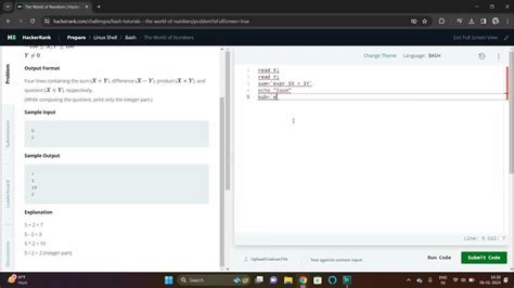 The World Of Numbers Linux Shell Hackerrank Bash Basic Easy Find Sum Diff Product